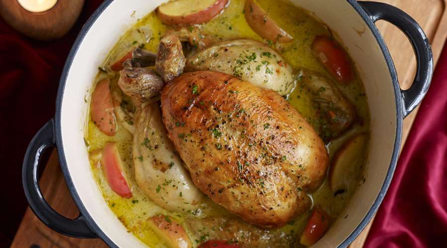 Pot-Roast Chicken Dinner Recipe | Pink Lady® Apples
